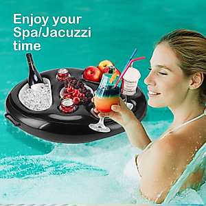 Pool Drink Holder Floats,Pool Accessories for Adult with Multi-Use Large Capacity Drink Float, for Swimming Pools & Hot Tub（Black）