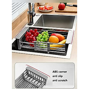 Temu Kitchen Drain Rack, Stainless Steel Kitchen Basket, Home Dish Rack, Retractable Sink Shelf, Vegetable Fruit Rack