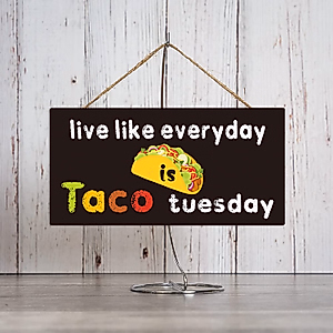 Taco Tuesday Sign - Live Like Everyday is Taco Tuesday - Tacos Themed Gifts Taco Bar Decorations Wood Sign 10x5 inch