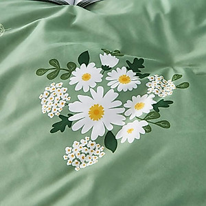 VGASHARE Daisy Fiber Cover Set, Ultra-Light, Ultra-Soft Microfiber Bedding Set, Comfortable and Soft Texture, 2 Piece Duvet Cover and Pillowcase - Full, Daisy Pattern