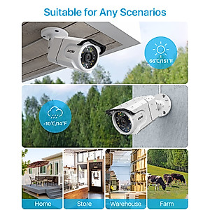 ZOSI 4K Ultra HD Security Cameras System, 8 Channel H.265+ 4K Video NVR, 8 x 4K (8MP) Ip66 Bullet Weatherproof Surveillance Cameras, Motion Alert , 100ft Night Vision, with 2TB Hard Drive