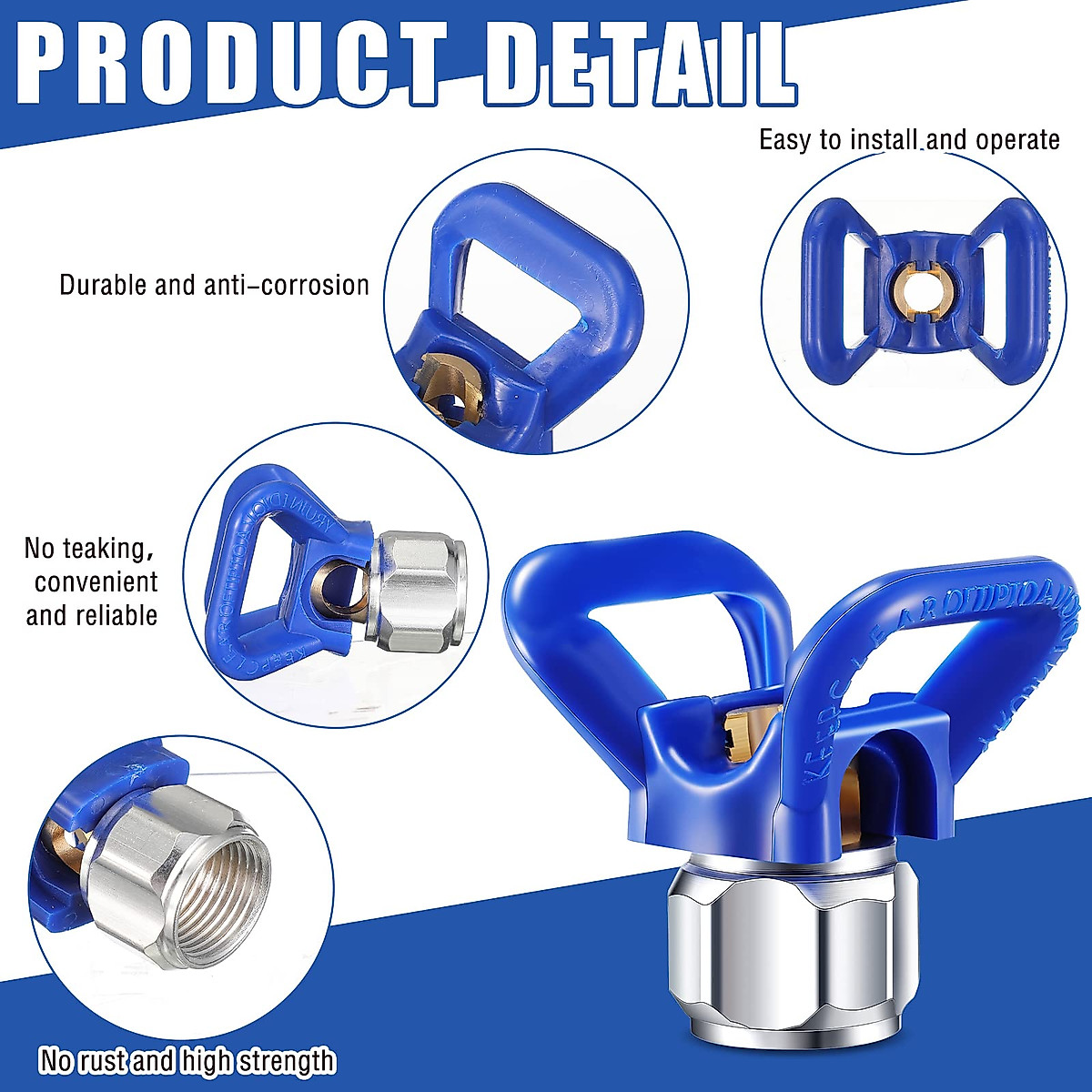 LEIFIDE 9 Pcs Airless Sprayer Gun Hose Kit 50ft 3600psi High Pressure Fiber Tube with Extension Rod Pole 313 415 517 Tip and Tip Guard Swivel Joint Paint Sprayer Hose Set for Homes Buildings (Blue)