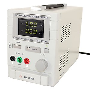 Circuit Specialists Bench Power Supply 0-50 Volts Economical - 0-3 Amps Adjustable - Clear LED Display - Voltage and Current Shown - AC/DC Adapter Plug Station Charger - CSI5003XE