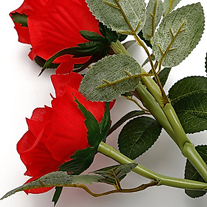 Solar Pot LED light Rose Table Lamp 3 Lights LED Flexible Desk Lamp for Room Decoration (Red)