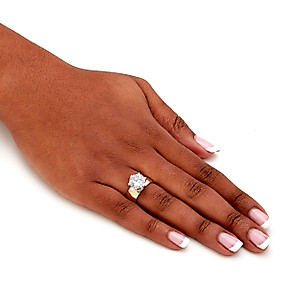 PalmBeach Gold-Plated, Rose Gold-Plated or Silvertone Round Cubic Zirconia Solitaire Engagement Ring Size 7