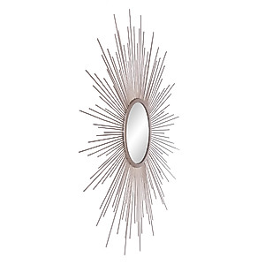 Patton Wall Decor Champagne Rays Sunburst Metal Framed Mirror, 36", Gold