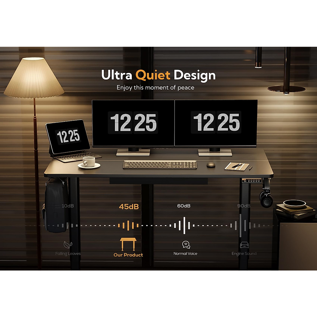 Claiks Standing Desk with Drawers, Stand Up Electric Standing Desk Adjustable Height, Sit Stand Desk Computer Workstation, 48 Inch, Black