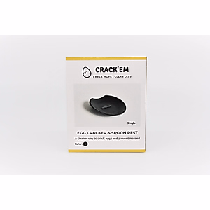 Crack'em Egg Cracker & Spoon Rest (Jet Black) - Perfectly Cracks Eggs & Contains Messes - Easy to Use & Clean - Great for Kids - Prevents Broken Yolks