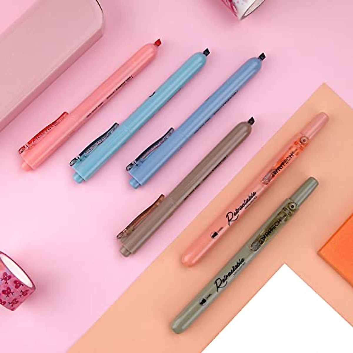 Writech Retractable Highlighters - No-Bleed Vintage Color Pack