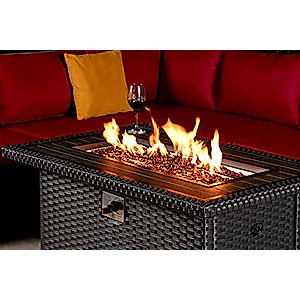 HOMREST Propane Fire Pit Table, Gas Fire Pits for Outside, 44 Inch 50,000 BTU Smokeless Firepit for Outdoor Patio, CSA Approved, Auto-Ignition Adjustable Flame, with Lid, Waterproof Cover, Glass Beads