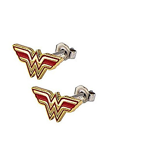 DC Comics Officially Licensed Wonder Woman Logo Earrings - Stainless Steel Earrings
