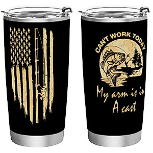 JUDIAN 20oz Fisherman Tumblers - Coffee Travel Mug Gifts for Husband, Dad, Grandpa, Boyfriend - Fishing Accessory