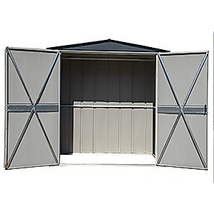 Arrow Shed Designed 6' x 3' x 6' Compact Outdoor Metal Backyard, Patio, and Garden Shed Kit, Flute Gray and Anthracite