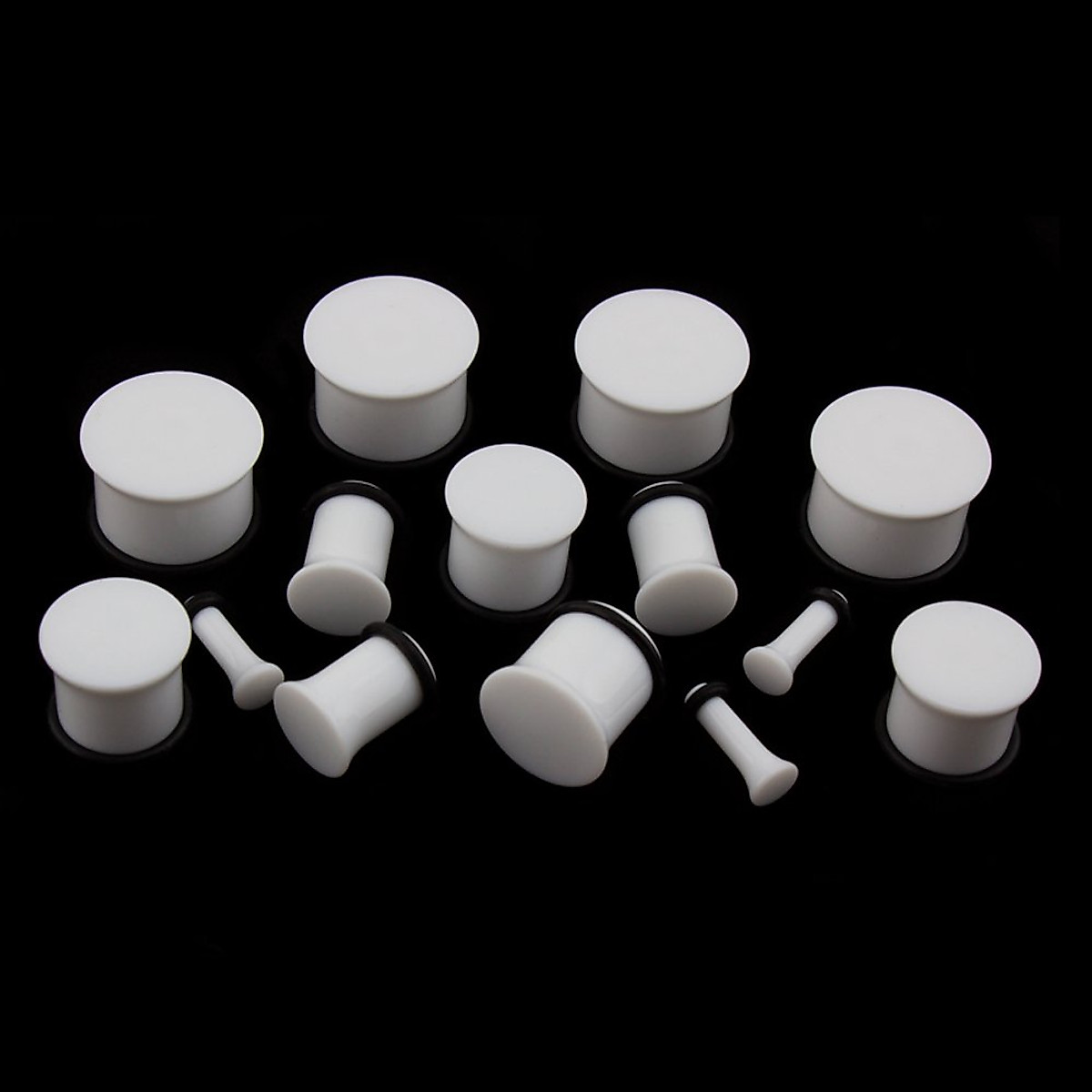 Urban Body Jewelry 8 Gauge (8G - 3mm) White Acrylic Single Flare Ear Plugs Gauges - 2 Pieces