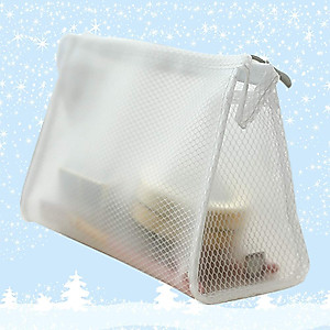 Cabilock 1pc Waterproof Cosmetic Bag White Makeup Bag Zipper Mesh Pouch Waterproof Makeup Bag Zipper Cosmetic Purse Mesh Bag Travel