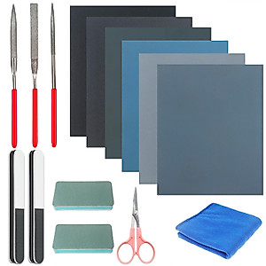 15 Pieces Resin Casting Tools Set - Include Sand Papers, Polishing Blocks, Polishing Cloth, Round File, Semicircular File, Flat File and Scissors for Polishing Epoxy Resin Jewelry Making Supplies