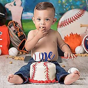 Baseball 1st Birthday Banner-1st Birthday Crown, Baseball Theme High Chair Banner, Cake Flag, All-Star Birthday, Our Little All-Star, Baseball 1st Birthday Decoration (Baseball Cake Topper)