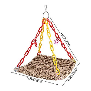 POPETPOP Straw Rope Parrot Swing Perch Birds Flying Trapeze Toy Parakeets Molar Toys Parrot Macaw Training Toys Parakeets Biting Plaything Hanging Toy