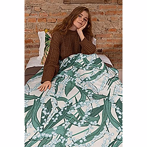 Lily of The Valley Soft Throw Blanket All Season Microplush Warm Blankets Lightweight Tufted Fuzzy Flannel Fleece Throws Blanket for Bed Sofa Couch 60"x50"