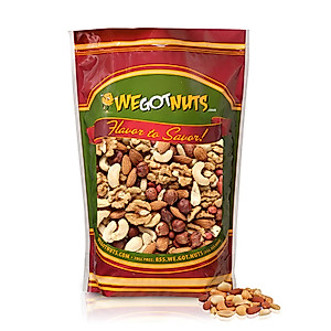 Raw Deluxe Unsalted Mixed Nuts- Premium Quality Kosher Mixed Nuts Snack by We Got Nuts- Natural Rich Flavor Cashews, Walnuts, Almonds, Pecans, Macadamia Nuts & More- Packed in A Resealable Bag- 3 lbs