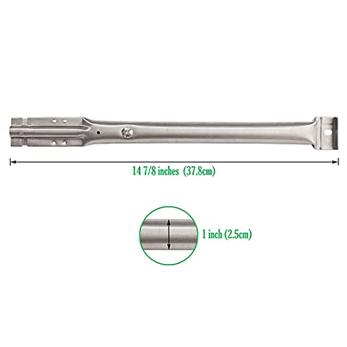 YIHAM KB841 BBQ Grill Tube Burner Replacement Parts for Master Forge 1010037, 1010048, Kenmore Sears 415.16106210, 415.16107110,12216134110 Charbroil 463411512, 14 7/8 inch, Stainless Steel, Set of 4