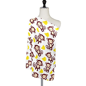 Nursing Cover Breastfeeding Scarf Brown Monkey - Baby Car Seat Covers, Stroller Cover, Carseat Canopy (801h)