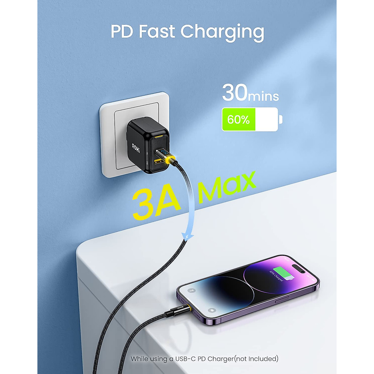 AOHI USB C to Lightning Cable, Type C to Lightning PD Fast Charge Cable