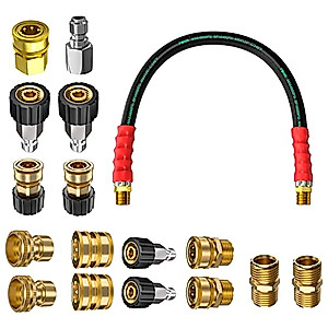 POHIR 3/8” Pressure Washer Whip Hose 2FT, Short Hose Reel Connector Hose for Power Washing, 248℉ Hot Water Power Washer Hose 4800 psi, Pressure Washer Garden Water Hose Adapter 14 Pack Full Set