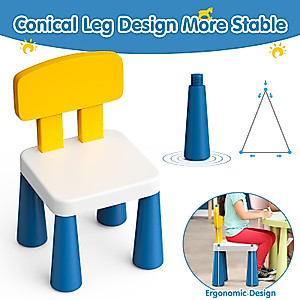 Arscniek 2Pcs Plastic Toddler Chair, Lightweight and Sturdy Kids Chair, 17" Height Little Seat Chairs for Home, Kindergarten, Playroom, Lawn, Beach, Indoor or Outdoor Use for Girls Boys Age 3-7 (Blue)