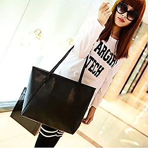 Sublimation Tote Bags Blanks Handbag Women Bags High Messenger Satchel Shoulder Solid Capacity (Black, One Size)