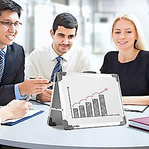 Small Dry Erase White Board – Magnetic Desktop Foldable Whiteboard Portable Mini Easel Double Sided on Table Top with Holder for Kids Drawing, Teacher Instruction, Memo Board