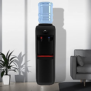 Top Loading Water Dispenser, Water Cooler with Compressor Cooling, Child Safety Lock, Energy Saving, ETL Approved - Hot, Cold & Room Water, 3 Temp Settings, Black