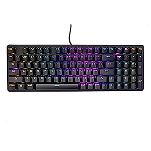 Mechanical Gaming Keyboard Compact 98 Key， Red Switches ， Custom Made chip Computer Keyboard -USB Connection Multi-Color Rainbow programmable RGB with Red Switches,for Windows PC Gamers