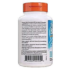 Doctor's Best Curcumin From Turmeric Root with C3 Complex & BioPerine, Non-GMO, Gluten Free, Soy Free, Joint Support, 1000 mg, 120 Tablets
