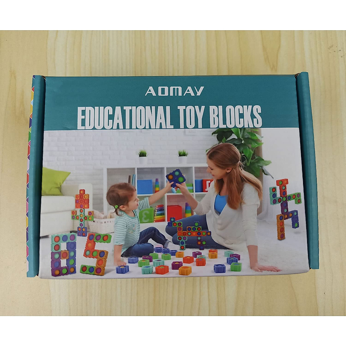 AOMAY Pop Fidget Sensory Toy, 24Pcs Educational Building Blocks for Kids, Silicone Fidget Toys for Adults, Rainbow Infinite DIY Puzzle Toy Xmas Gift Set