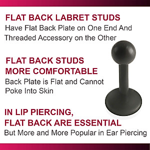bodyjewellery 16g 16 gauge 1.2mm 1/4 Inch 6mm Black Flexible Acrylic Lip Bar Labret Ball Ring Monroe Ear Tragus Stud AFYY 8Pcs