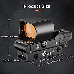 CVLIFE Reflex Sight, 1x28x40mm Red Dot Sight, 4 Adjustable Reticles Sight for 20mm Picatinny Rail, Red Dot Optics, Absolute Co-Witness