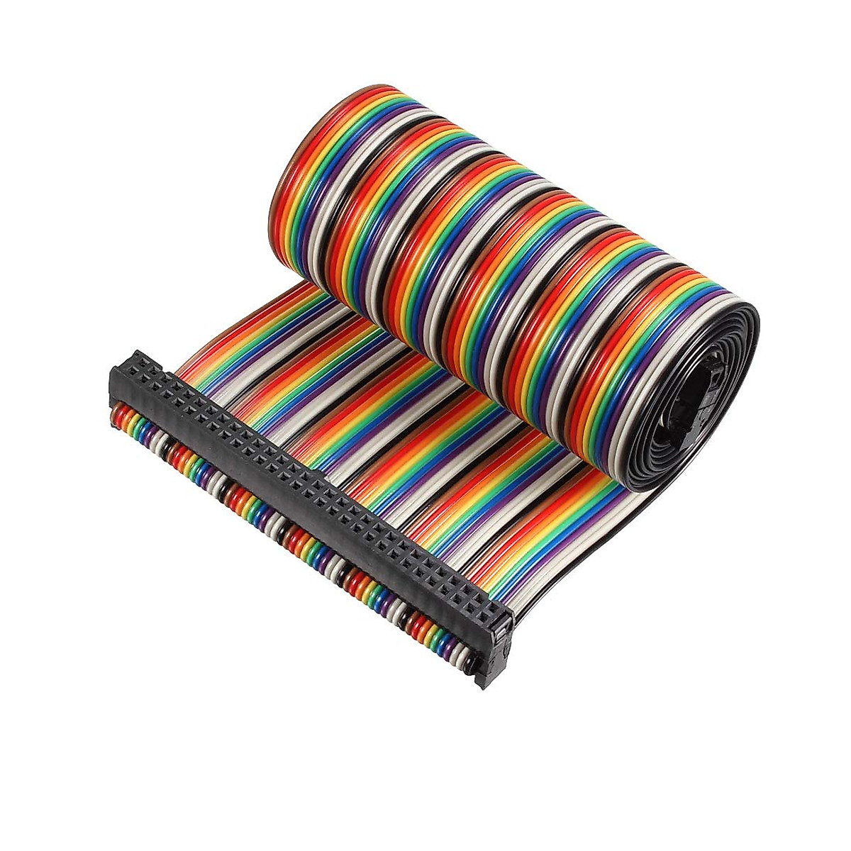 uxcell IDC Rainbow Wire Flat Ribbon Cable 60P A-type FC/FC Connector 2.54mm Pitch 1m/39.3inch Length