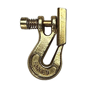 Grade 70 Pin Lock Clevis Grab Hook with Latch, for Tow Winch Trailer, Logging, Yellow Zinc Chromate Finish (5/16-2pcs)