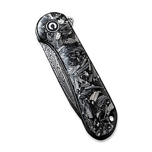 CIVIVI Elementum Folding Pocket Knife for Men, 2.96" Damascus Blade Folder with Low Profile Pocket Clip for EDC C907C-DS2