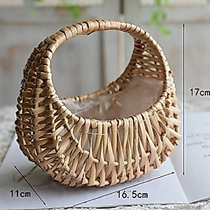 UXZDX CUJUX Fashion Hand-held Flower Arrangement Basket, Woven Rattan and Willow Handmade Creative Flower Pot Basket