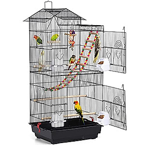 Yaheetech 39-inch Roof Top Large Flight Parrot Bird Cage for Small Quaker Parrot Cockatiel Sun Parakeet Green Cheek Conure Budgie Finch Lovebird Canary Pet Bird Cage w/Toys