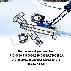 1-1/2" Pins with Nuts Compatible with MTD Two-Stage Snow Blowers/Auger Drive Snowblowers Replacement 710-0890A 710-0890 910-0890A 7100890 9100890 (5)