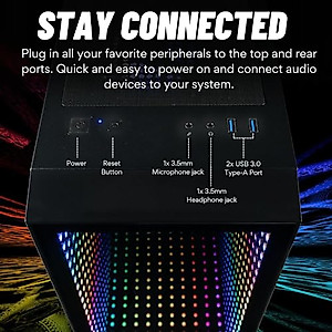 Empowered PC Continuum Micro Gaming Desktop - NVIDIA GeForce RTX 4070 12GB, AMD 8-Core Ryzen 7 5700X3D Processor, 32GB RAM, 512GB NVMe SSD + 2TB HDD, WiFi, Windows 11 Home - RGB Gamer Computer