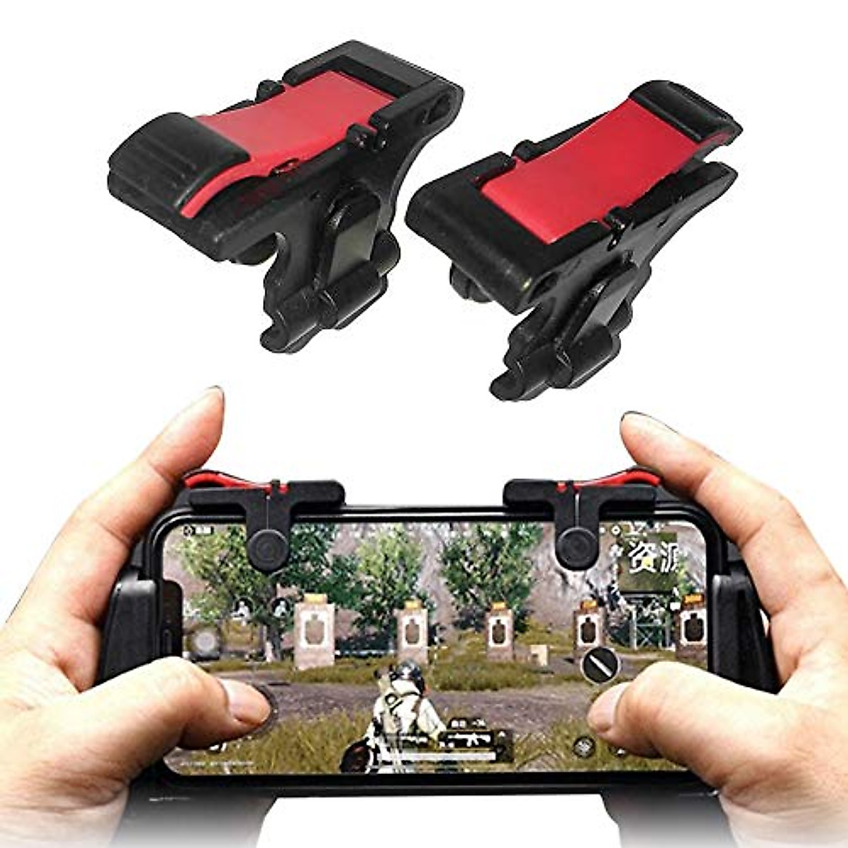 schicj133mm Mobile Game Direction Shooting Controller，Game Controller Gamepad Left Right Mobile Phone Gaming Triggers for PUBG，More Game Black