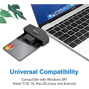 MTAKYI Portable Type C CAC Smart Card Reader, USB C DOD Military Common Access Card Card Reader, Credit Card Reader Compatible with Android Phones/Mac Book/i Mac/Laptop/Tablet or Other Type C Devices