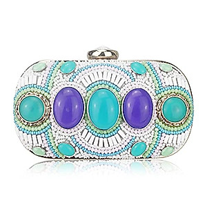 ZLXDP Big Diamond Crystal Women Evening Bag Wedding Chain Clutches Party Lady Shoulder Bags (Color : E, Size : 1)