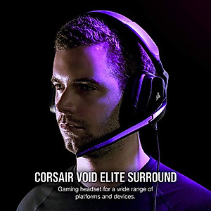 Corsair VOID Elite Surround Premium Gaming Headset with 7.1 Surround Sound - Discord Certified - Works with PC, Xbox Series X, Xbox Series S, PS5, PS4, Nintendo Switch - Carbon
