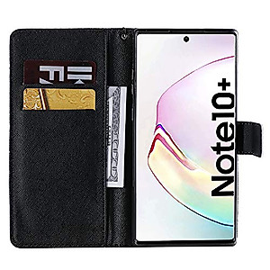 ONV Wallet Case for Samsung Galaxy Note 10 Plus - Animal Paint Flip Phone Case Wrist Strap Card Holder Magnet PU Leather + Inner Shell Flip Stand Cover for Samsung Galaxy Note 10 Plus [KT] -Card