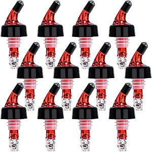 Automatic Measured Bottle Pourer - Pack of 12, 1 oz (30 mL) Quick Shot Spirit Measure Pourer Drinks Wine Cocktail Dispenser Home Bar Tools (Red 12pcs)… (Red 12pcs)